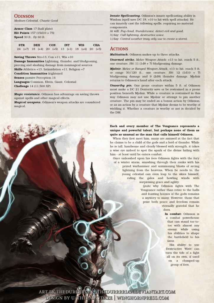 The Vengeance – The World’s Greatest Heroes for D&D 5E – Winghorn Press